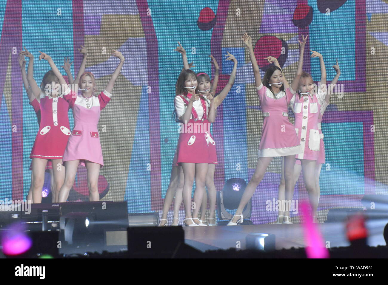 Members of South Korean girl group Izone, stylized as IZ*ONE, perform ...