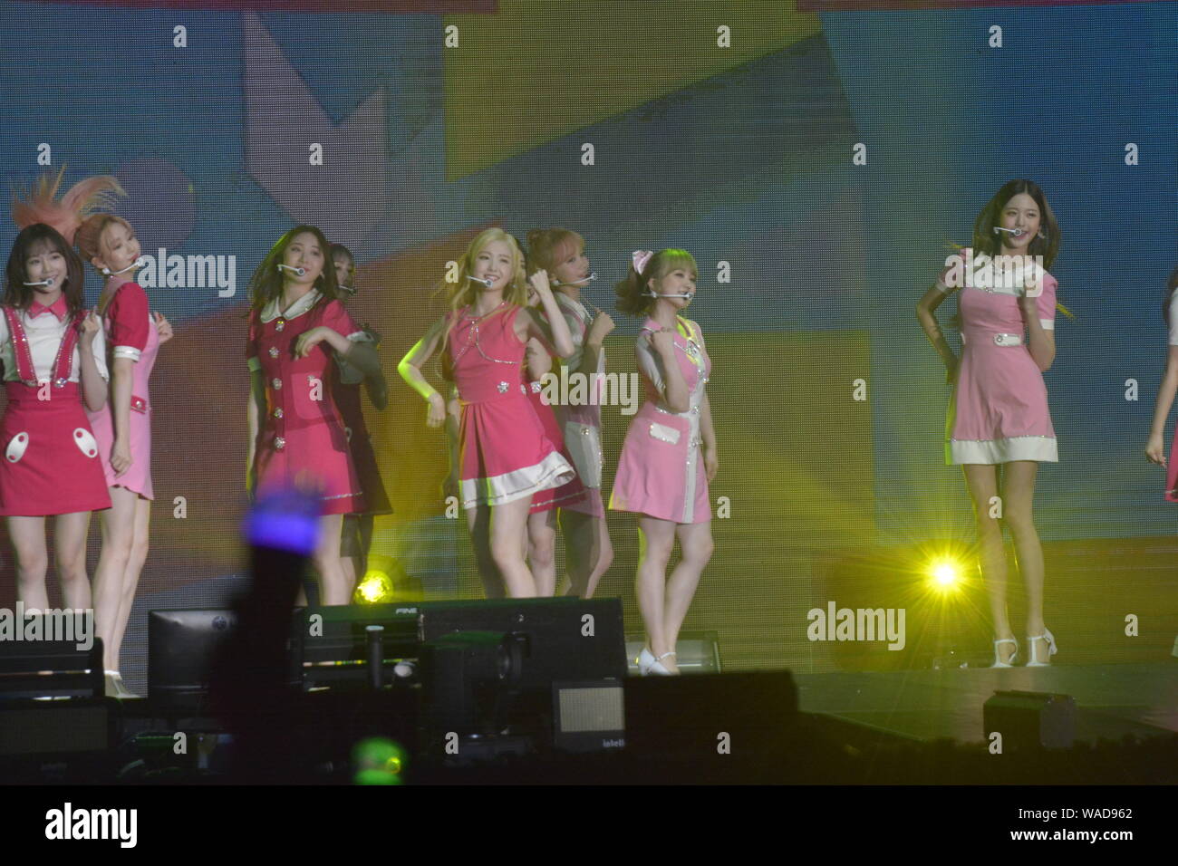 Members of South Korean girl group Izone, stylized as IZ*ONE, perform ...