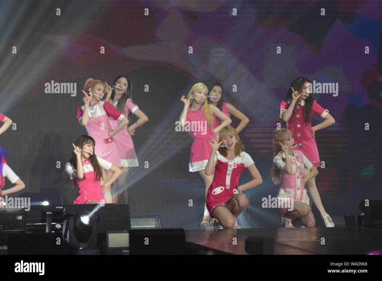 Members of South Korean girl group Izone, stylized as IZ*ONE, perform ...