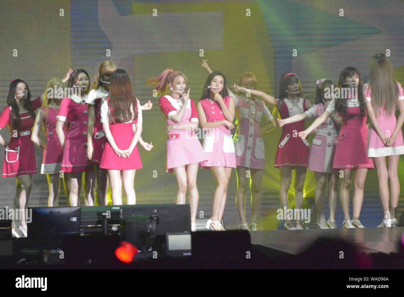 Members of South Korean girl group Izone, stylized as IZ*ONE, perform ...