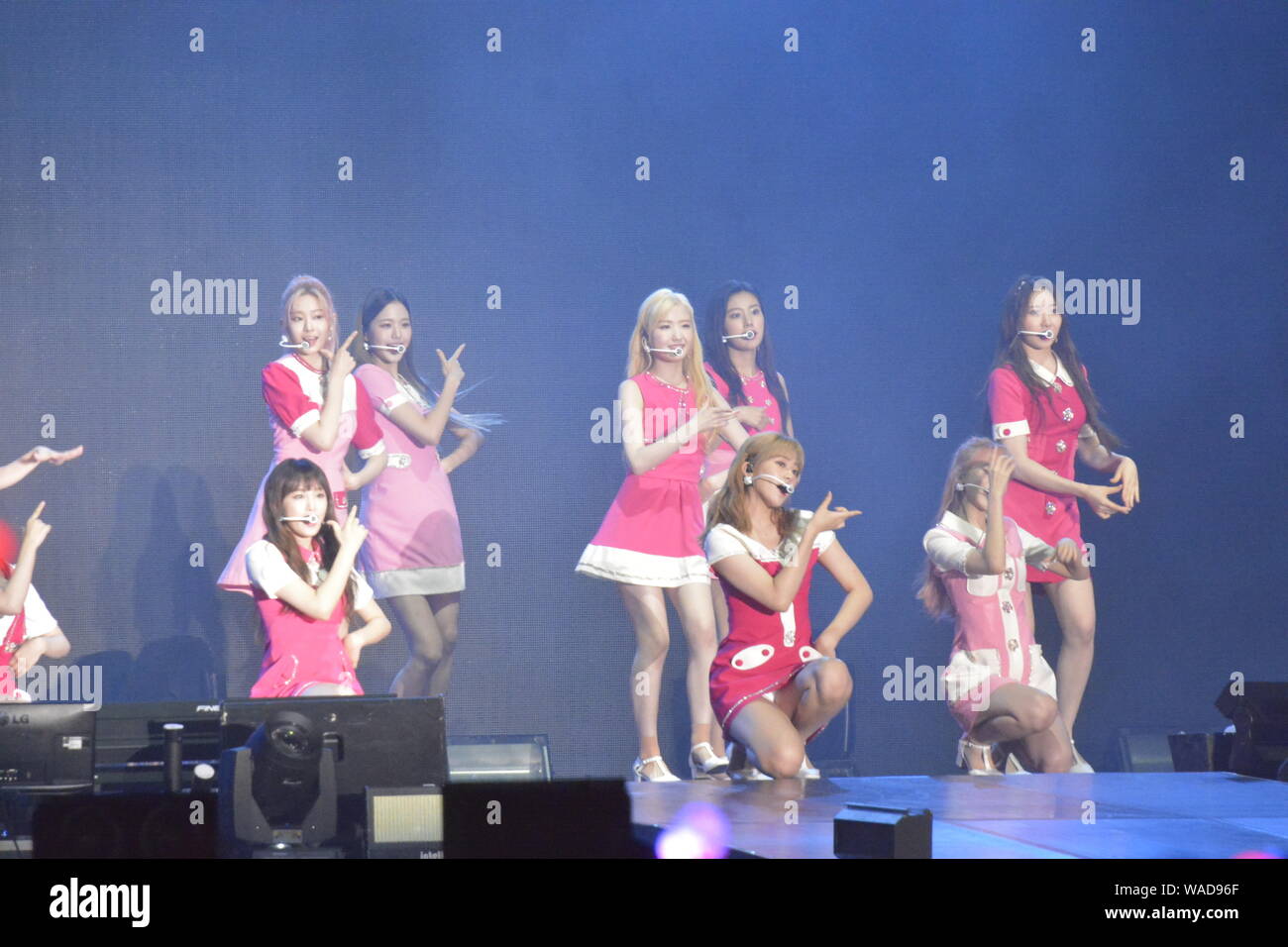 Members of South Korean girl group Izone, stylized as IZ*ONE, perform ...