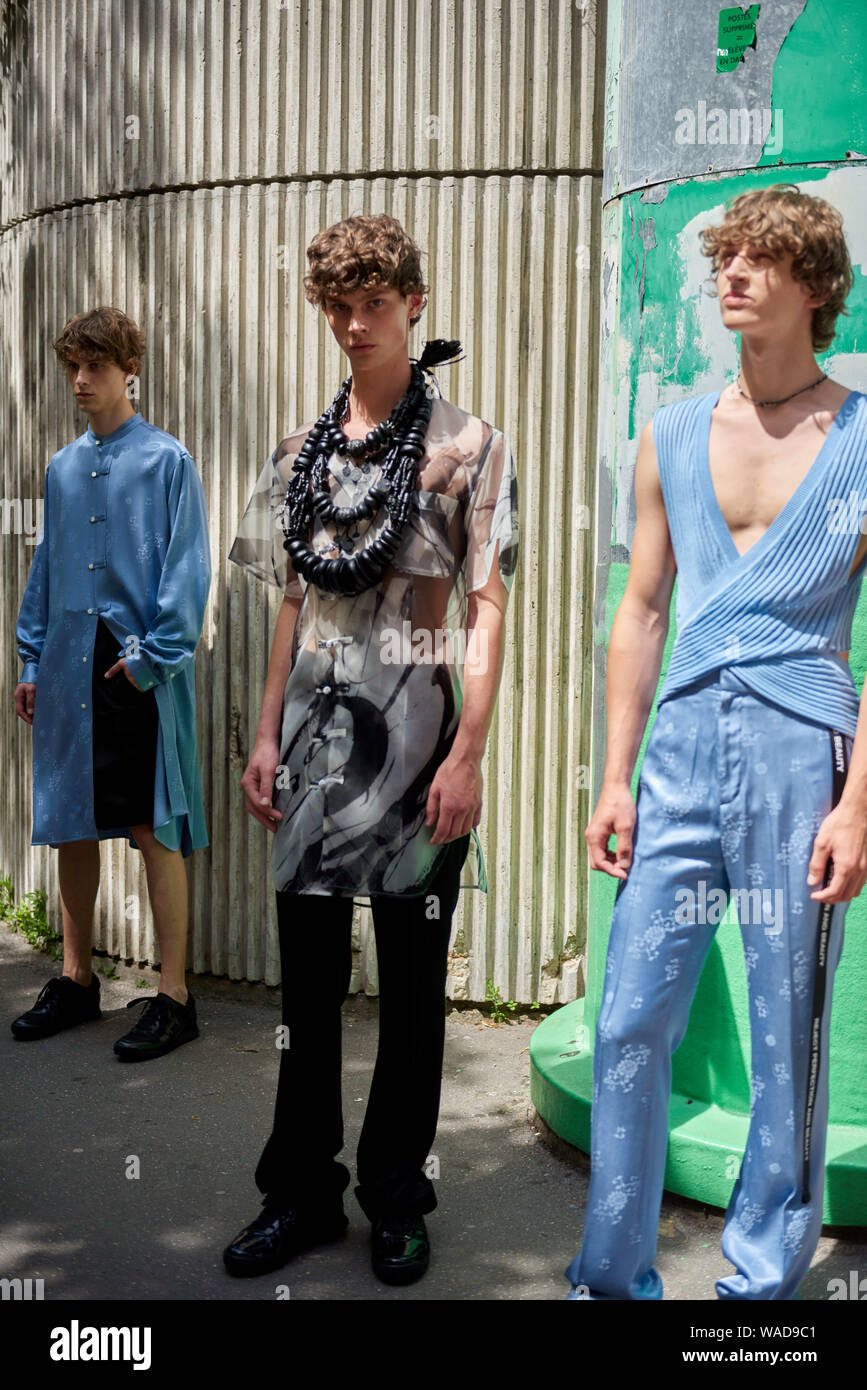 Models are pictured backstage after finishing hair and makeup at the ...