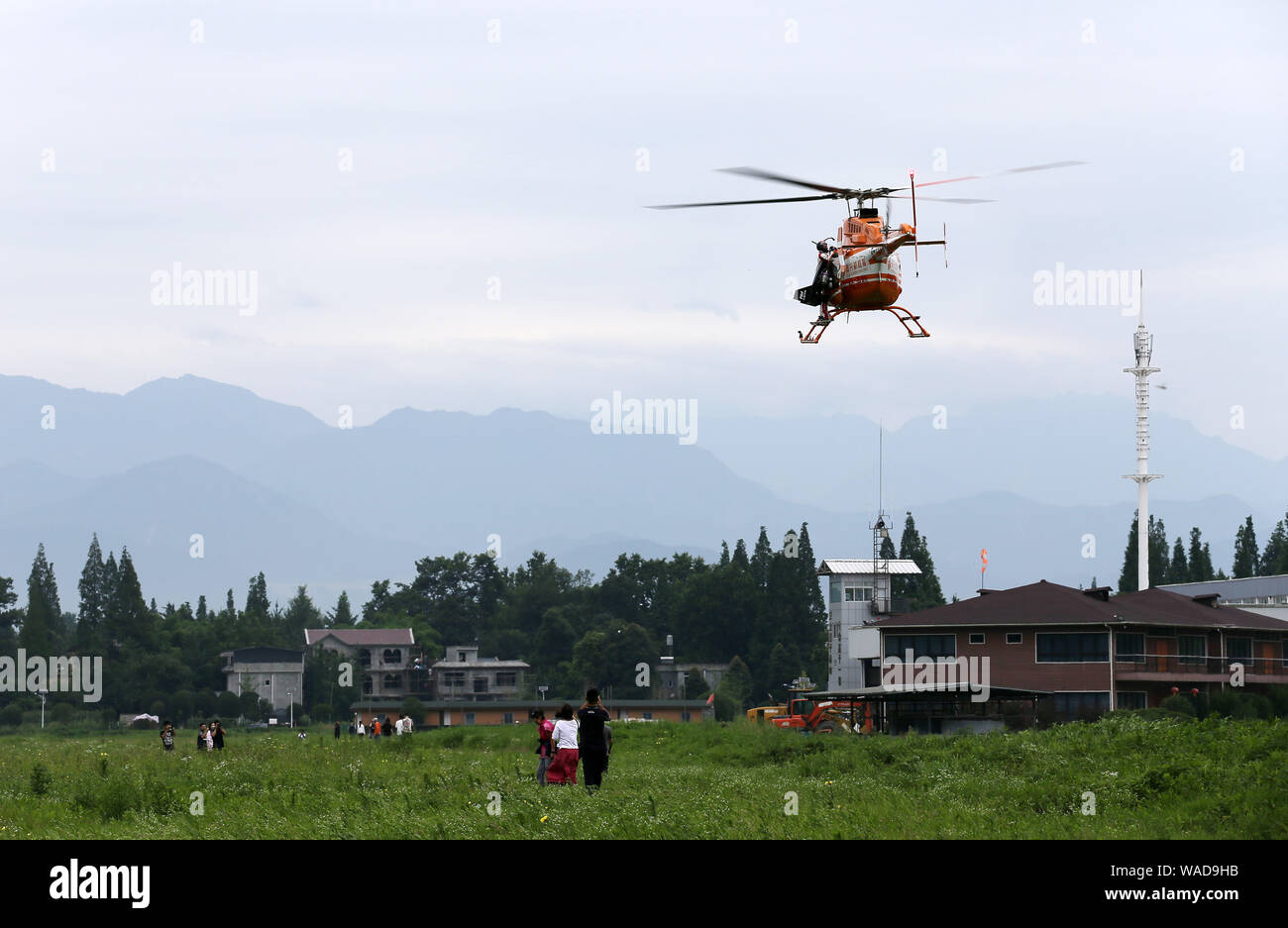 Chinese athlete Sheng Guangqiang wearing a jetwing powered by turbojet ...