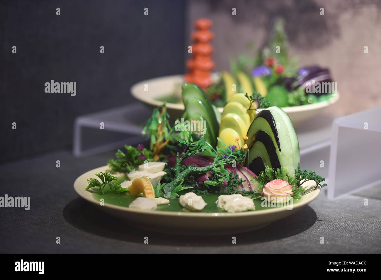Simulated royal dishes in the museum which introduces Chinese ...