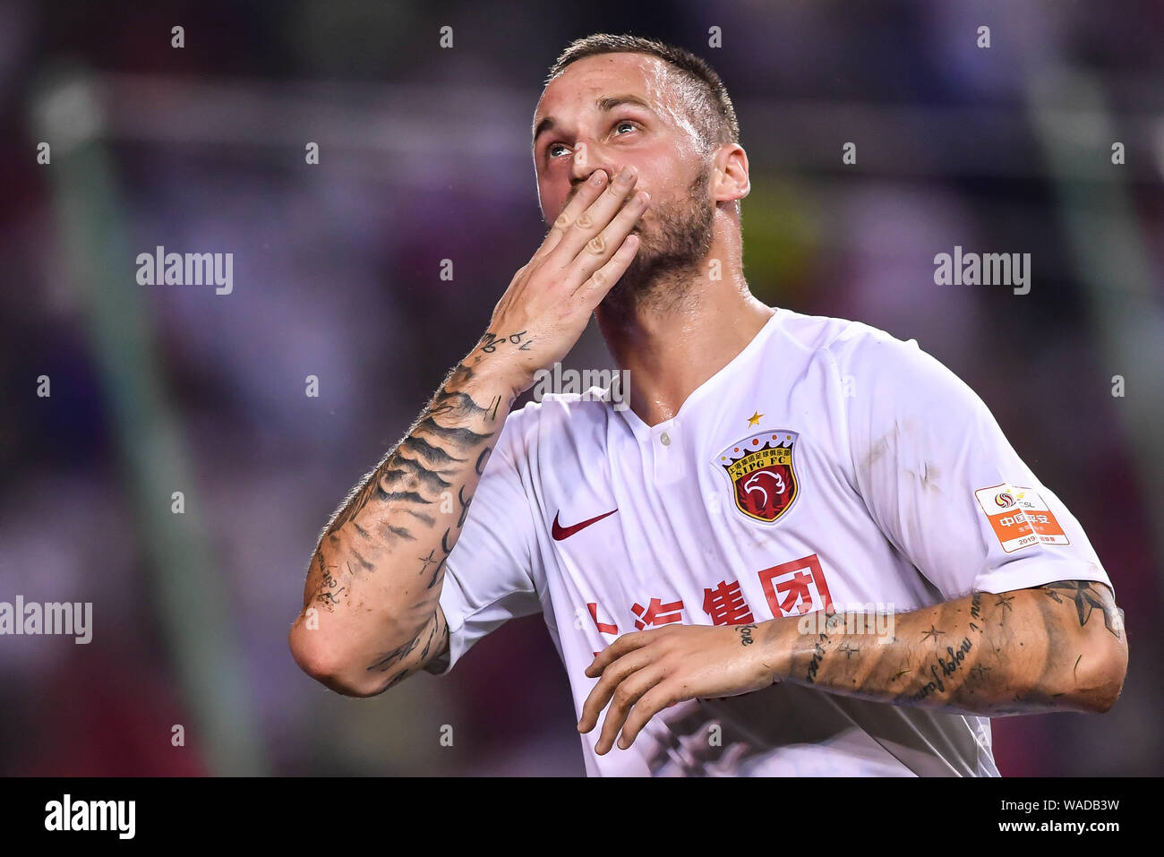 Austrian football player Marko Arnautovic of Shanghai SIPG celebrates ...