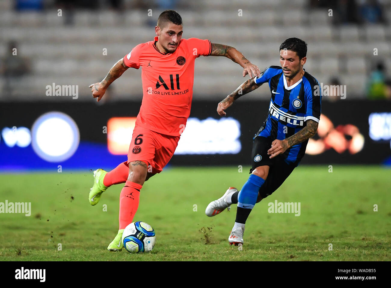 Italian football player Marco Verratti, left, of Paris Saint-Germain F ...