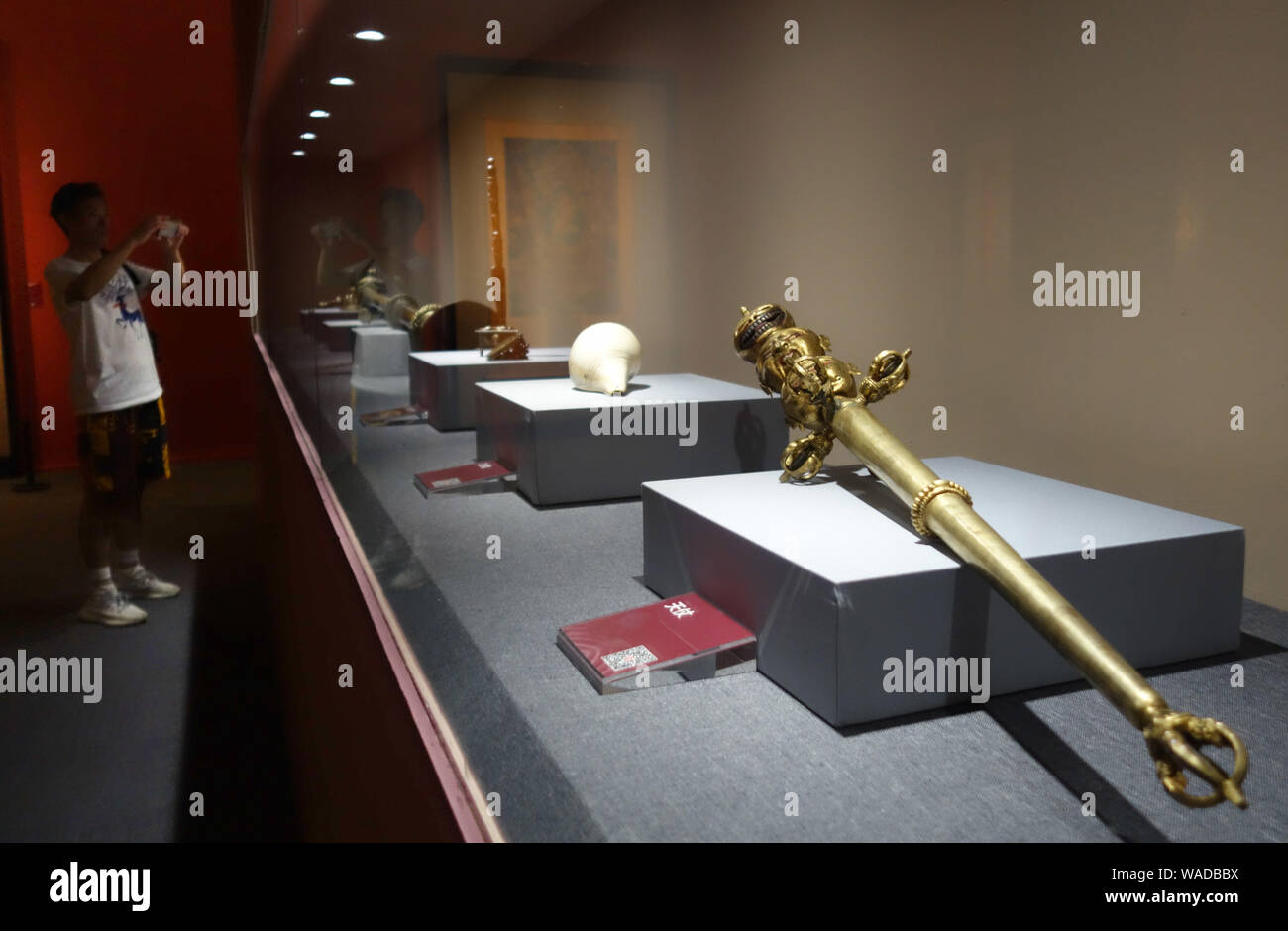 A sceptre is displayed during the exhibition of Treasure Tibetan Thang ...