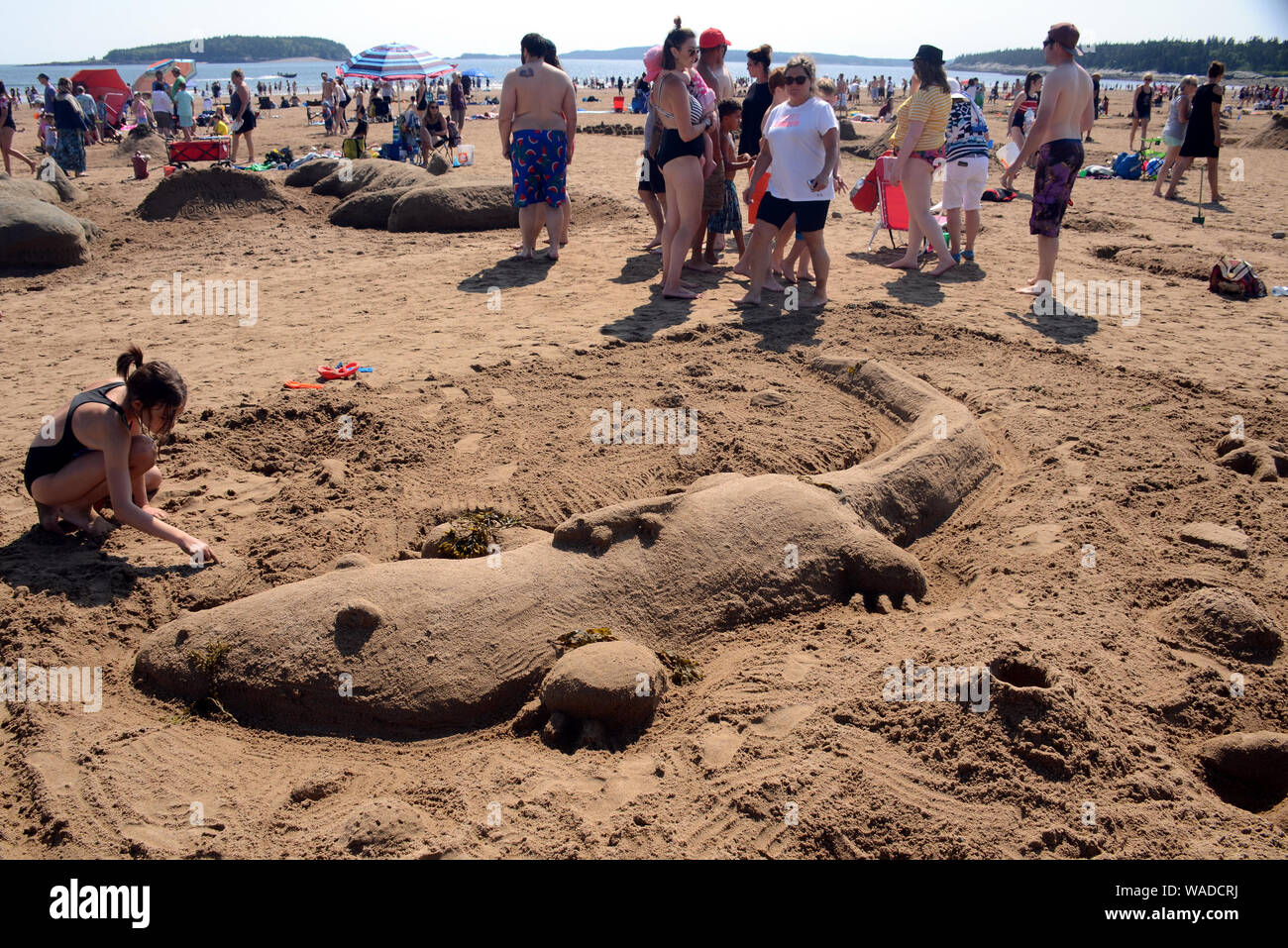 Sand castle building, New River Beach, New Brunswick, Canada Stock ...