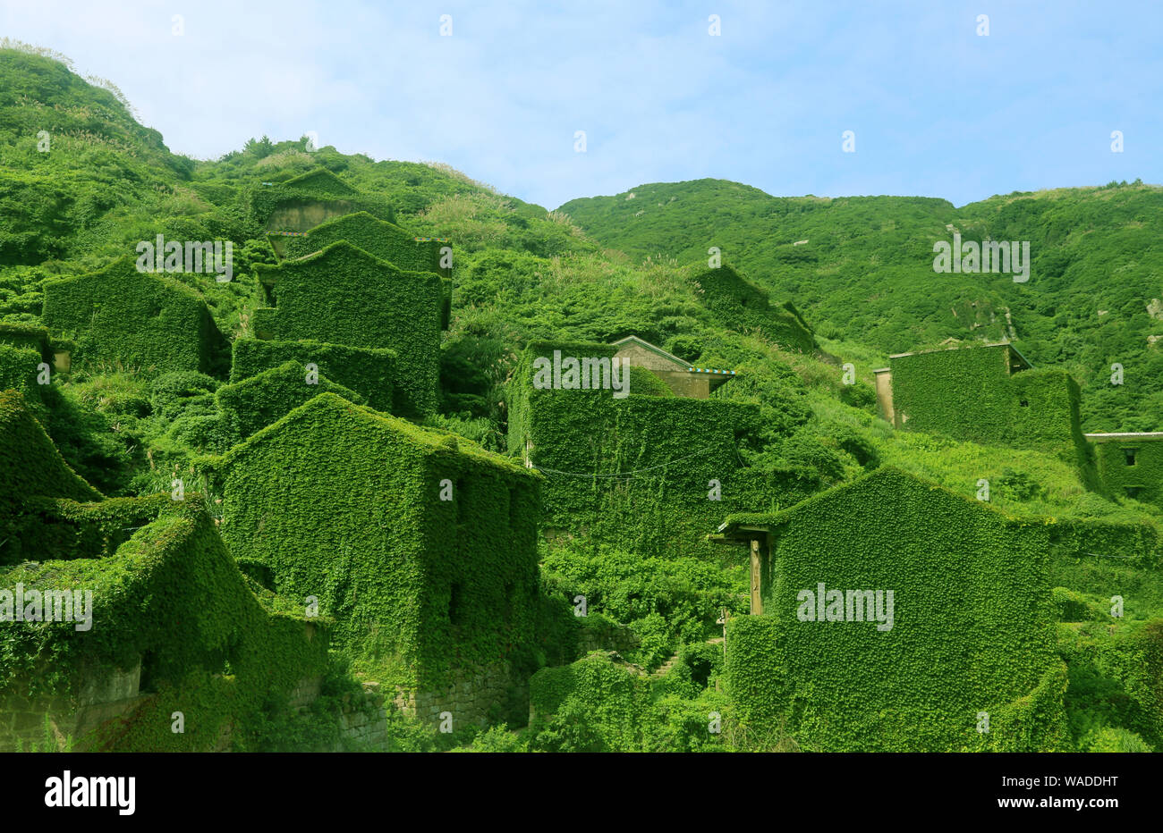 Aerial view of Houtouwan village, Shengsi county, Zhoushan city, east ...