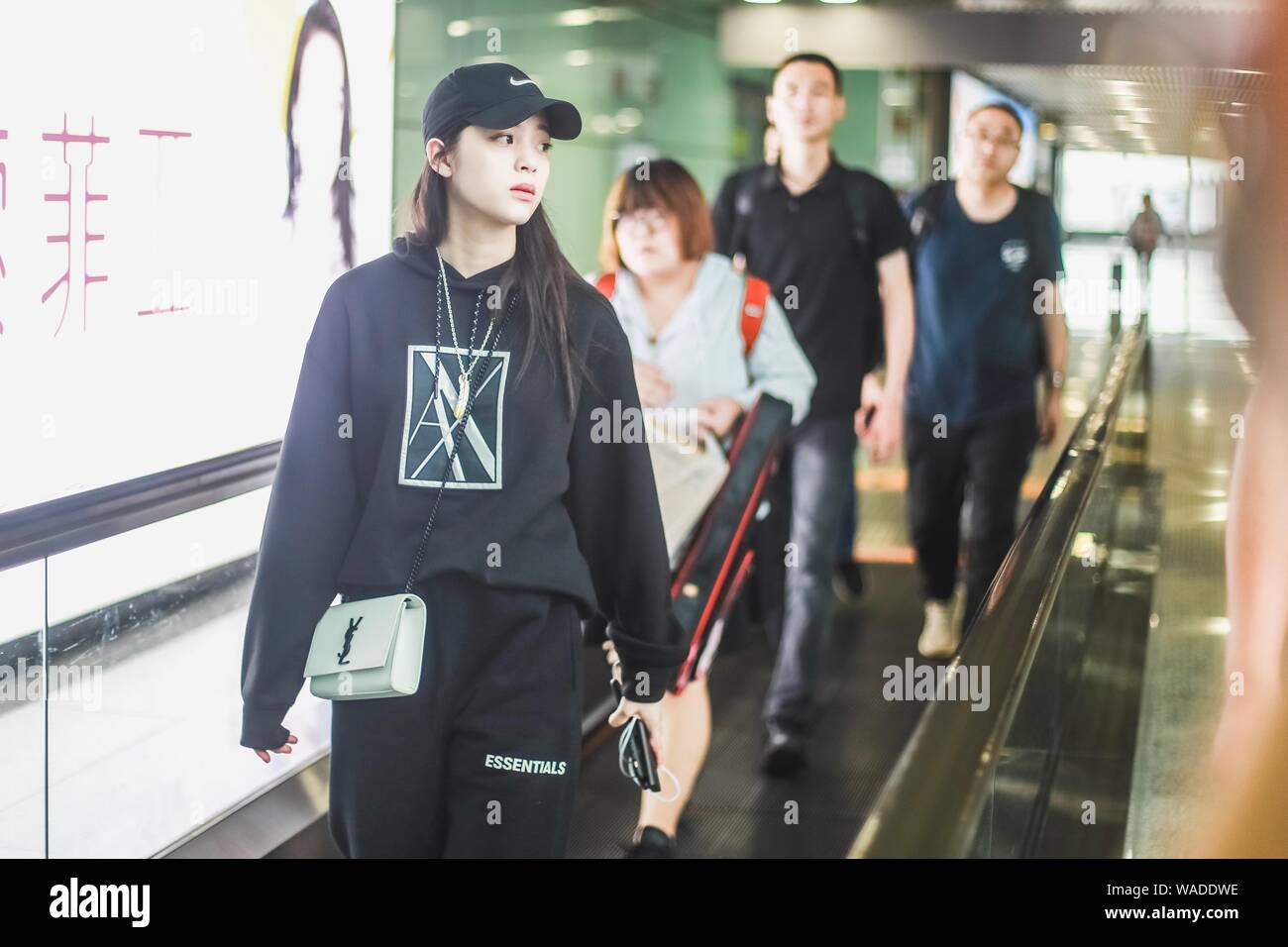 Taiwanese musician and actress Nana Ou-Yang or Ouyang Nana arrives at the Chengdu Shuangliu ...