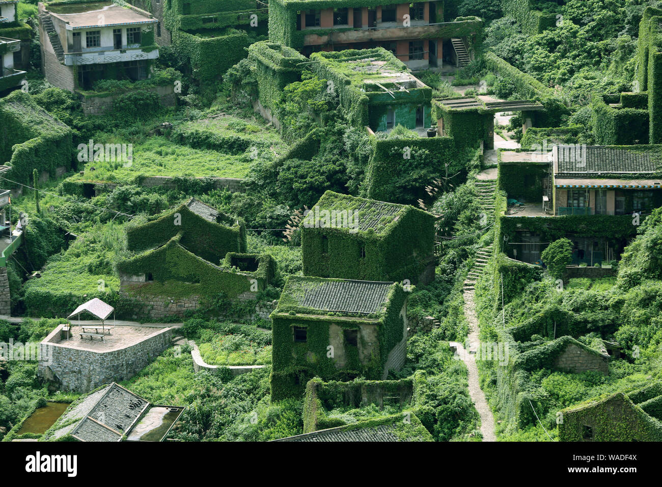 Aerial view of Houtouwan village, Shengsi county, Zhoushan city, east ...