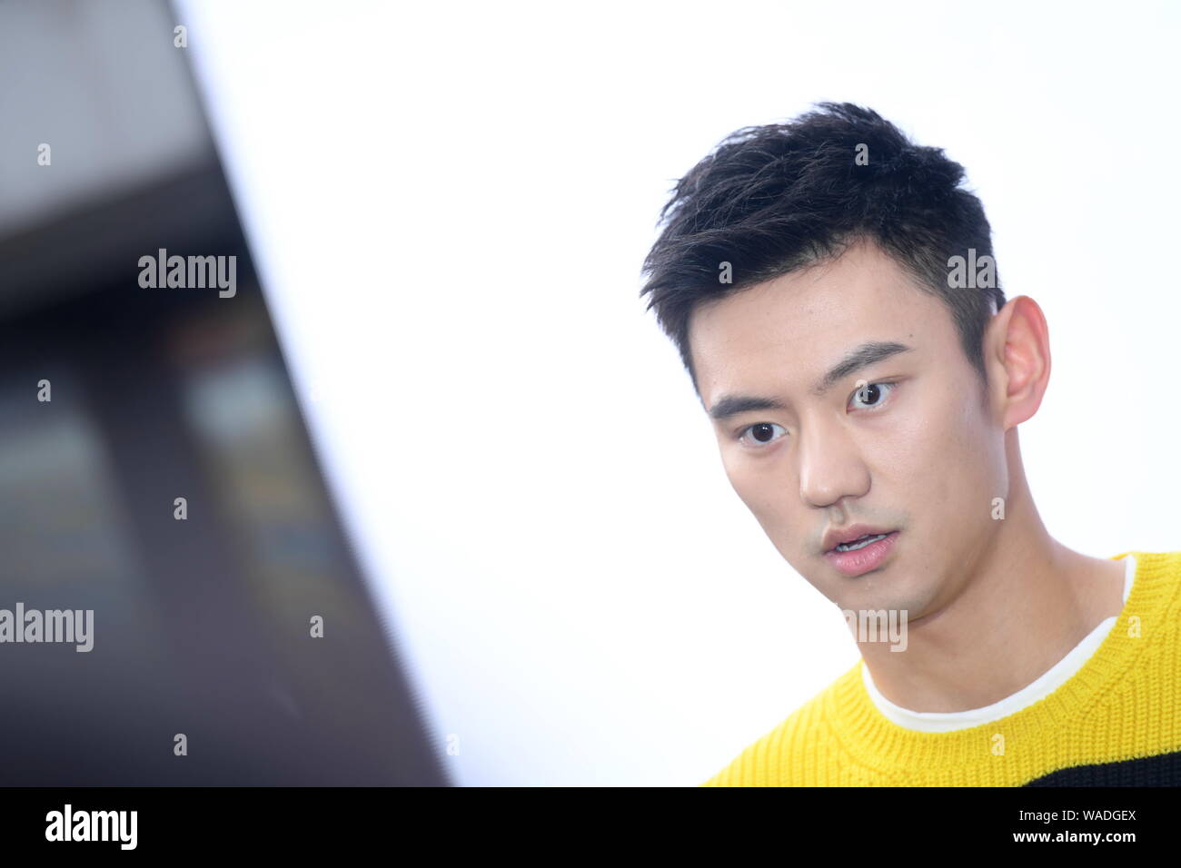 Chinese former world swimming champion Ning Zetao attends a promotional ...