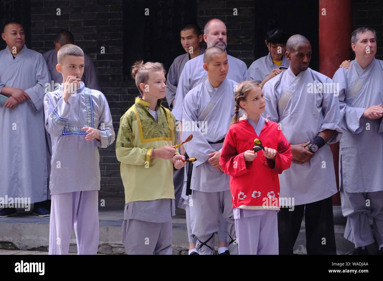 Visitors watch demonstration of Shaolin Kungfu during the opening ...