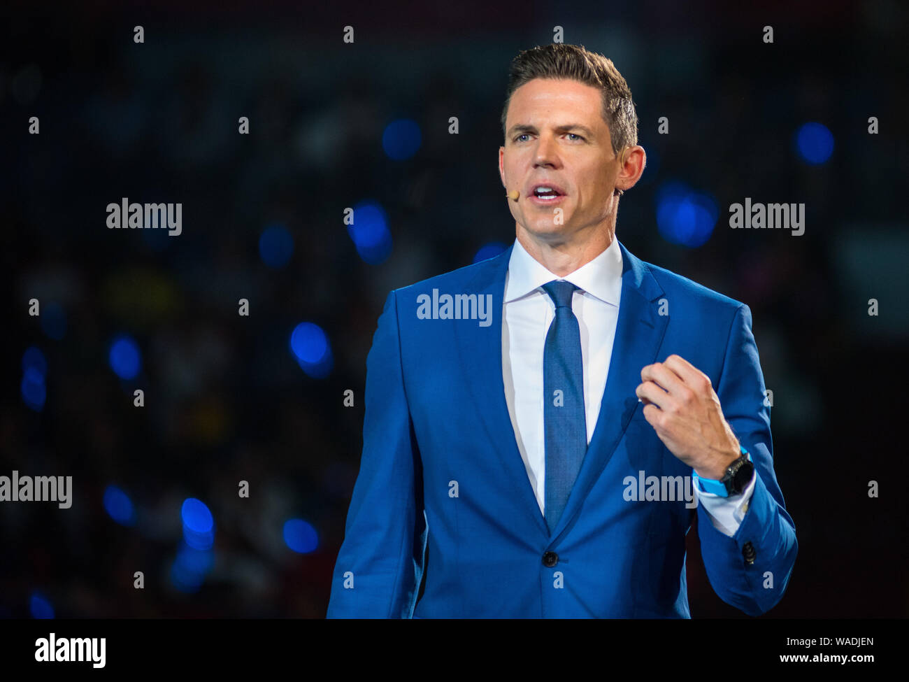 Nu Skin Enterprises president Ryan Napierski delivers a speech during ...