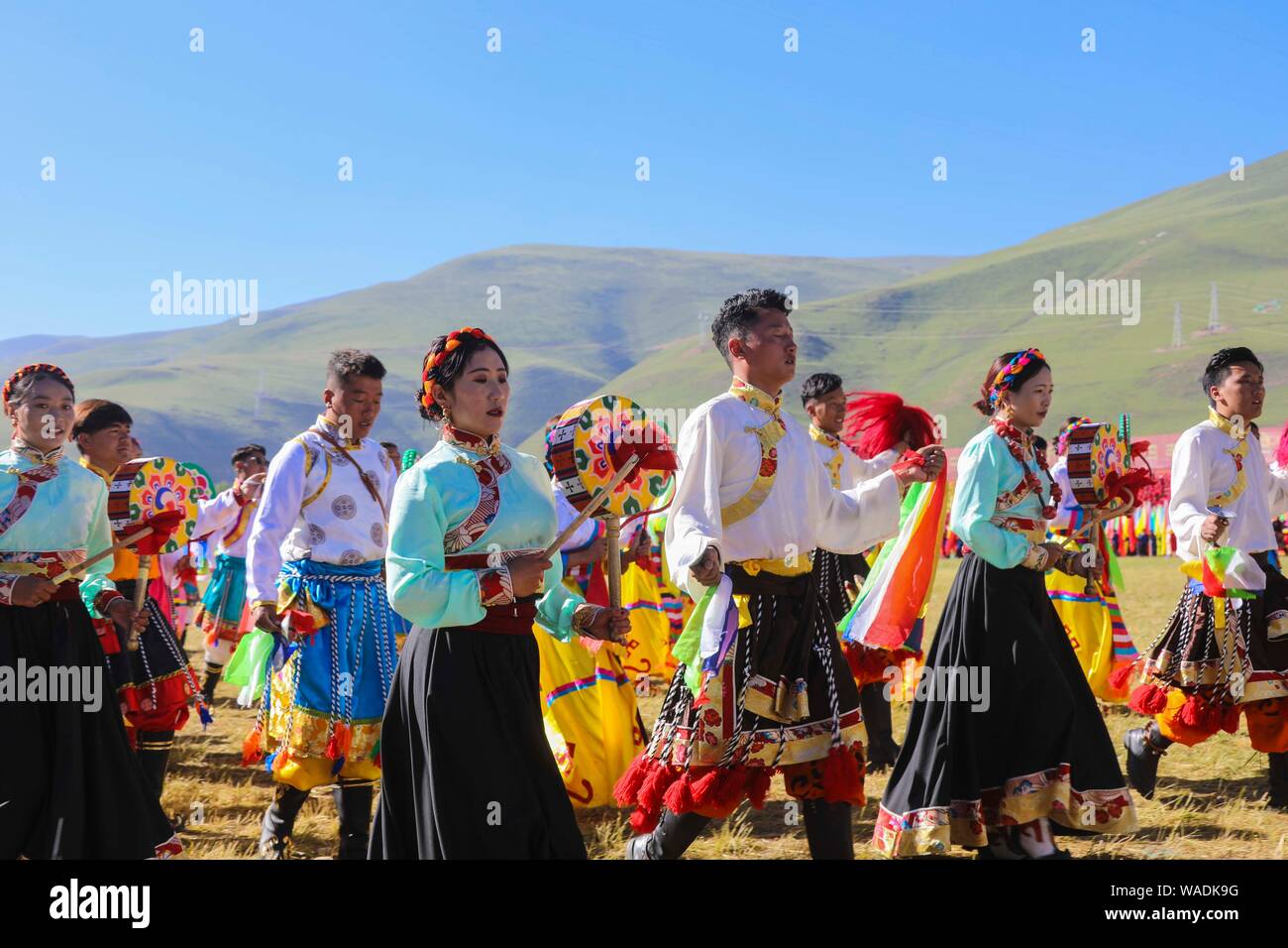 Chinese people of Tibetan ethnic group gather to celebrate the opening ceremony of the annual ...
