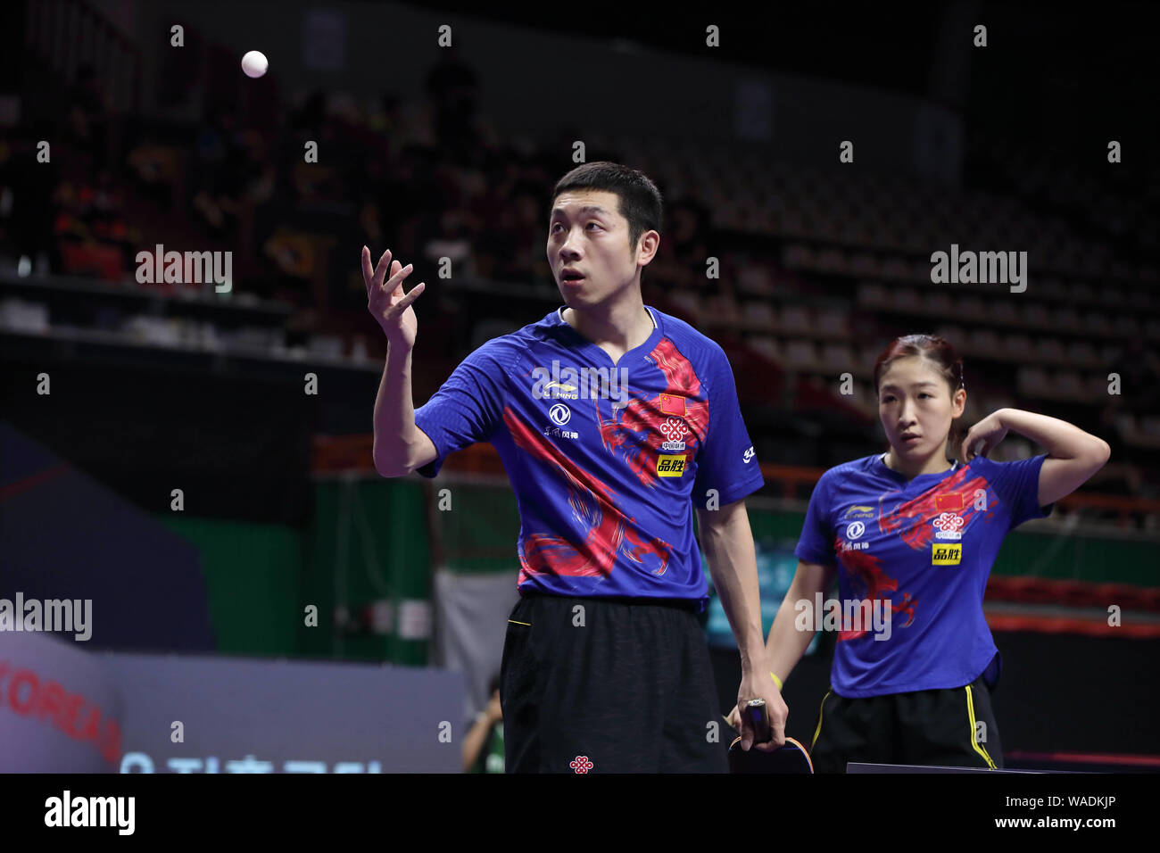Xu Xin and Liu Shiwen of China return a shot to Lim Jonghoon and Yoo ...