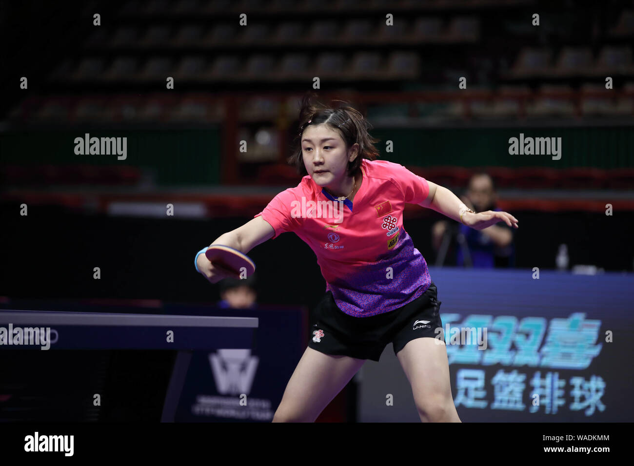Chen Meng of China returns a shot to Miu Hirano of Japan in the eighth ...