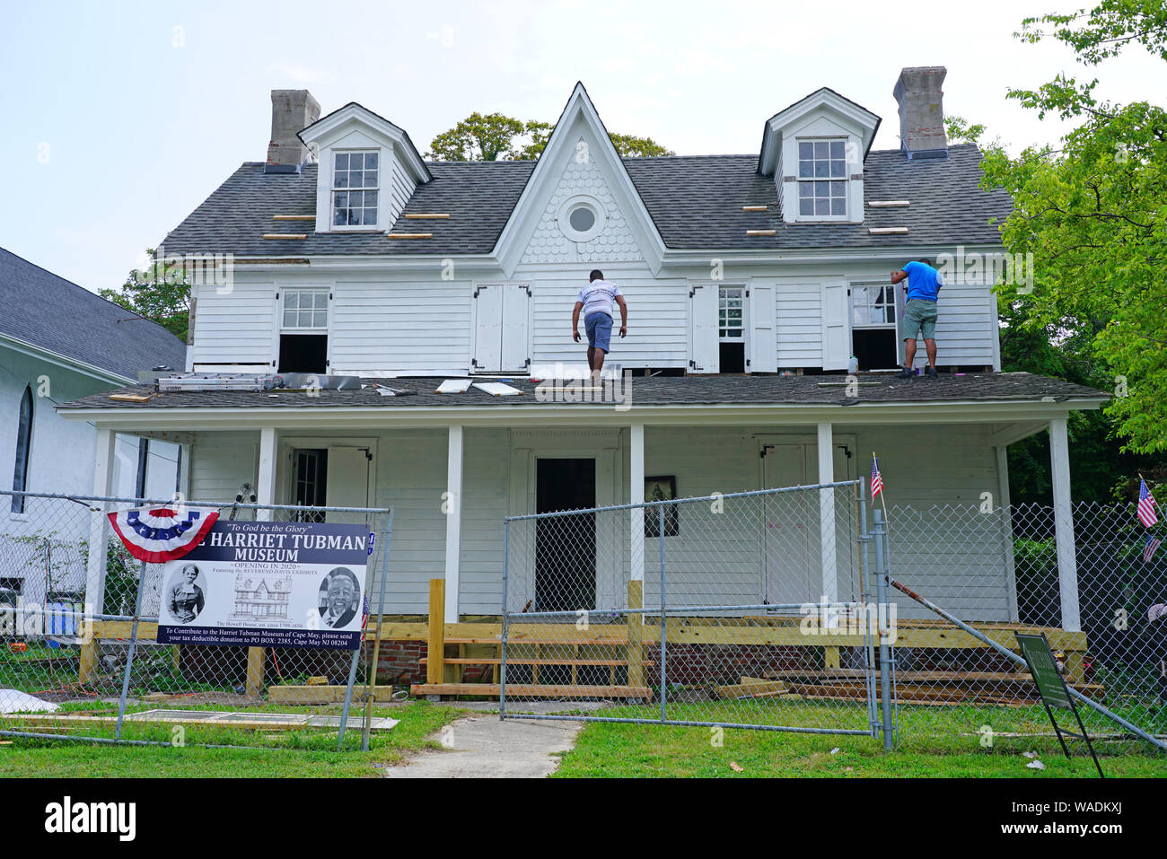 CAPE MAY, NJ -14 AUG 2019- View of colorful historic Victorian houses ...