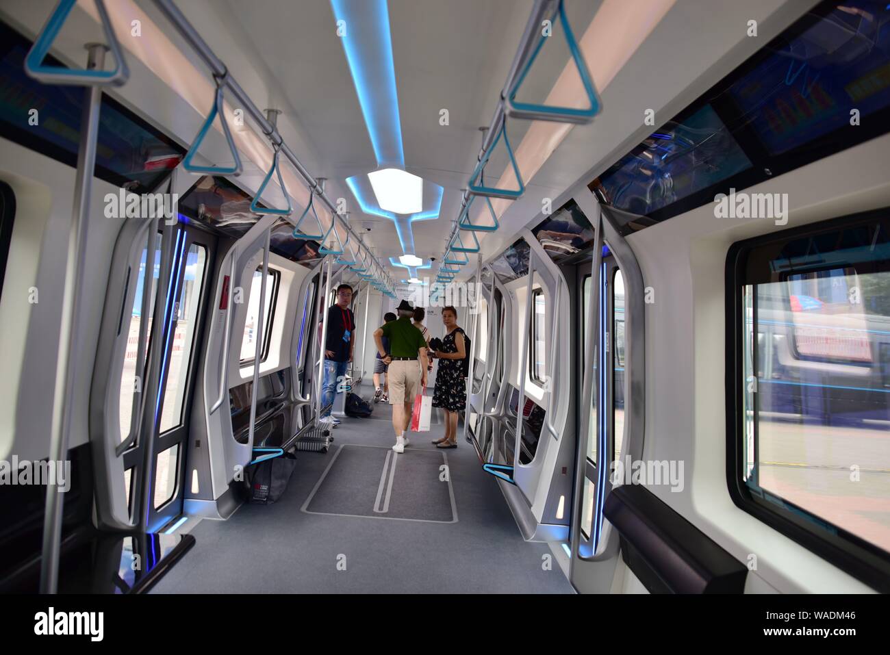 Inside view of concept subway car demonstrated by CRRC Changchun ...