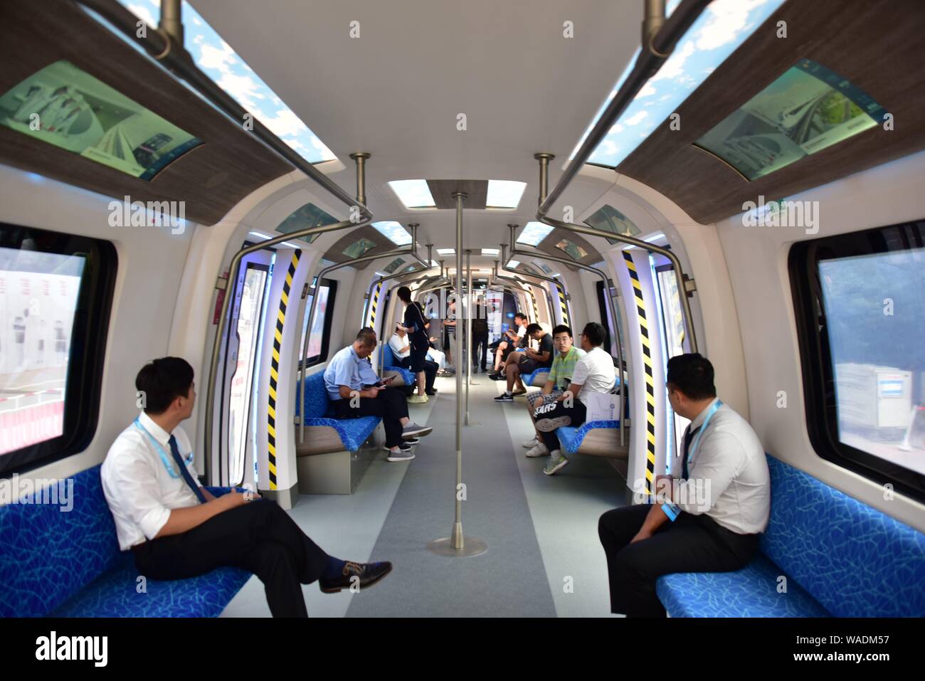Inside view of concept subway car demonstrated by CRRC Changchun ...