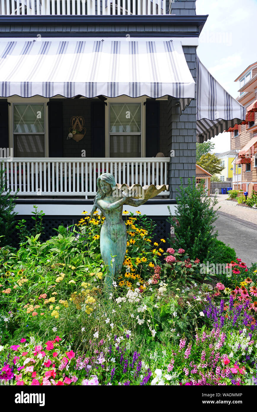 CAPE MAY, NJ -14 AUG 2019- View of colorful historic Victorian houses ...