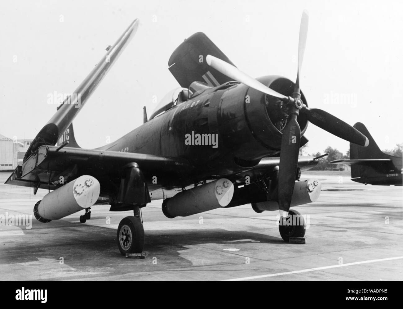 Douglas AD-2 Skyraider with Mk 25 mines at NAS Patuxent River in June ...