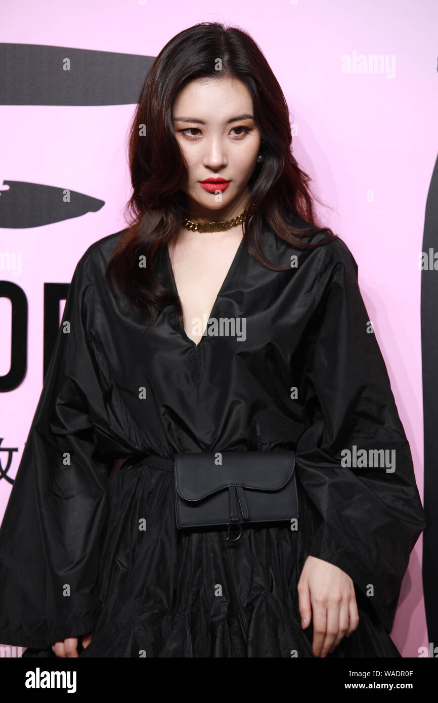 South Korean singer Lee Sun-mi, also known as Sunmi, poses on the red carpet for the Miss Dior ...