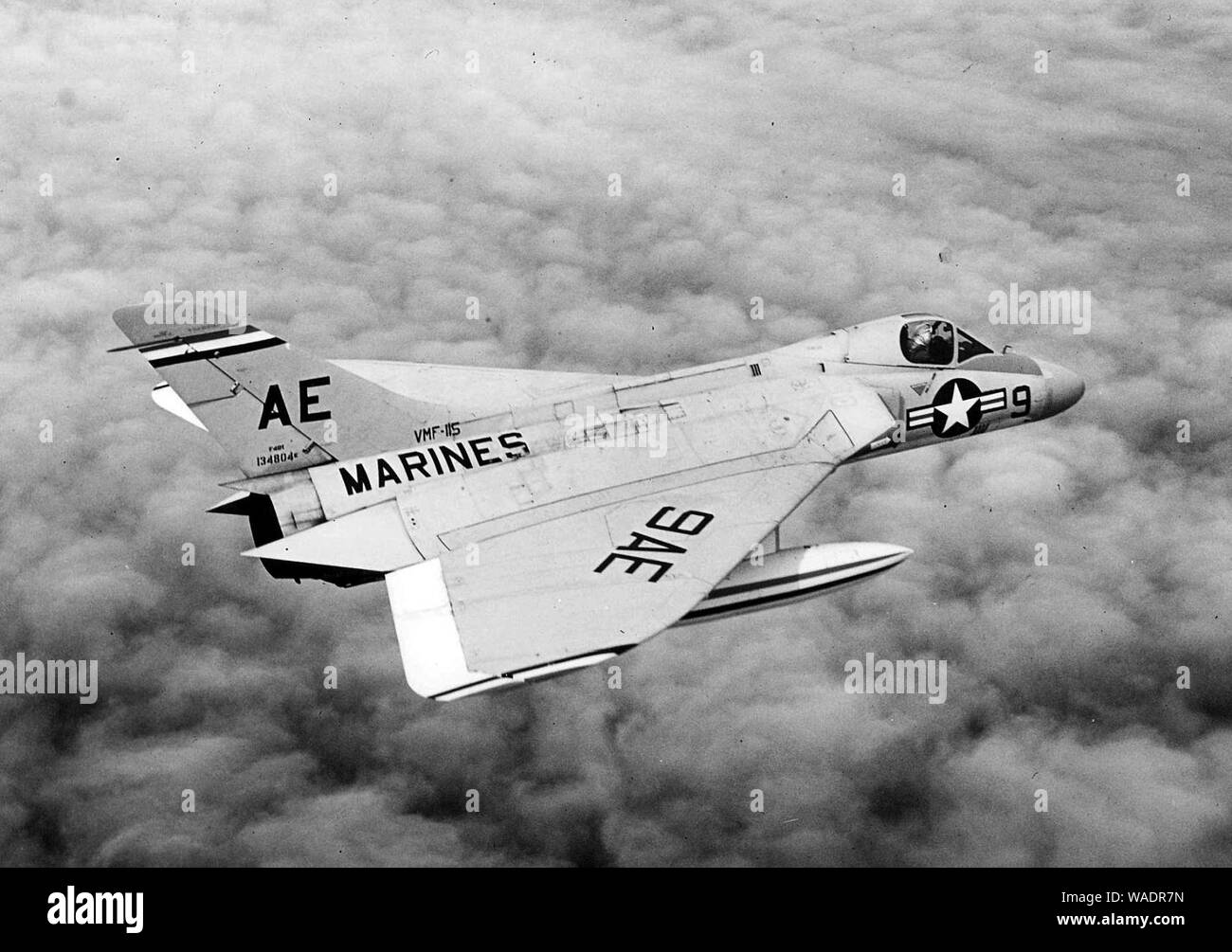 Douglas F4D-1 Skyray of VMF-115 in flight, 17 March 1957 (NNAM.1996.253 ...