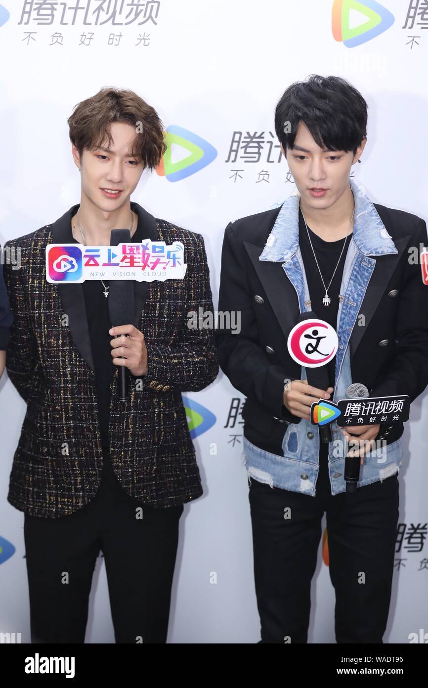 Chinese actors and singers Wang Yibo, left, of South Korean-Chinese ...