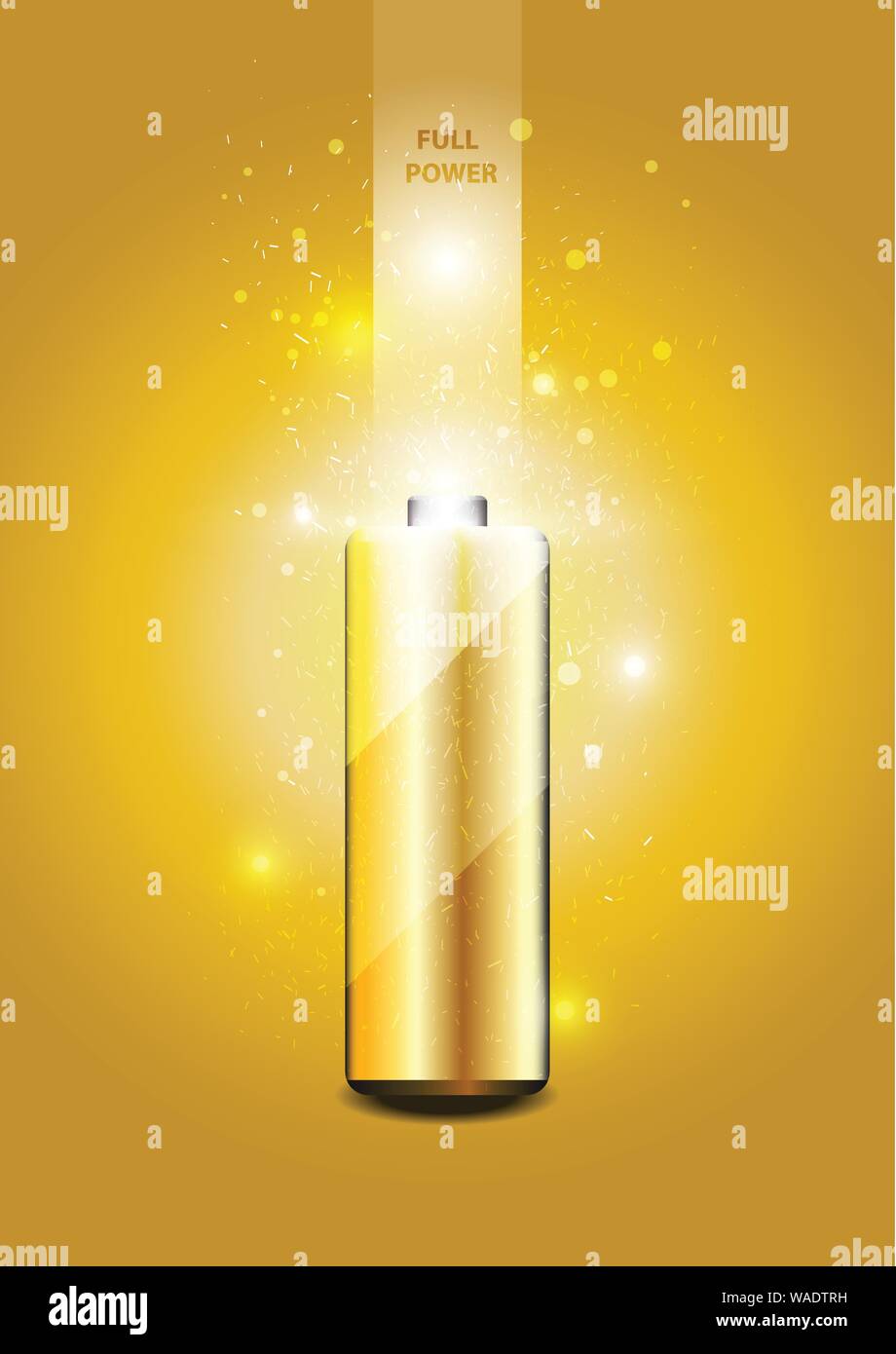 Electric battery energy, illustration, Gold light Abstract Technology ...