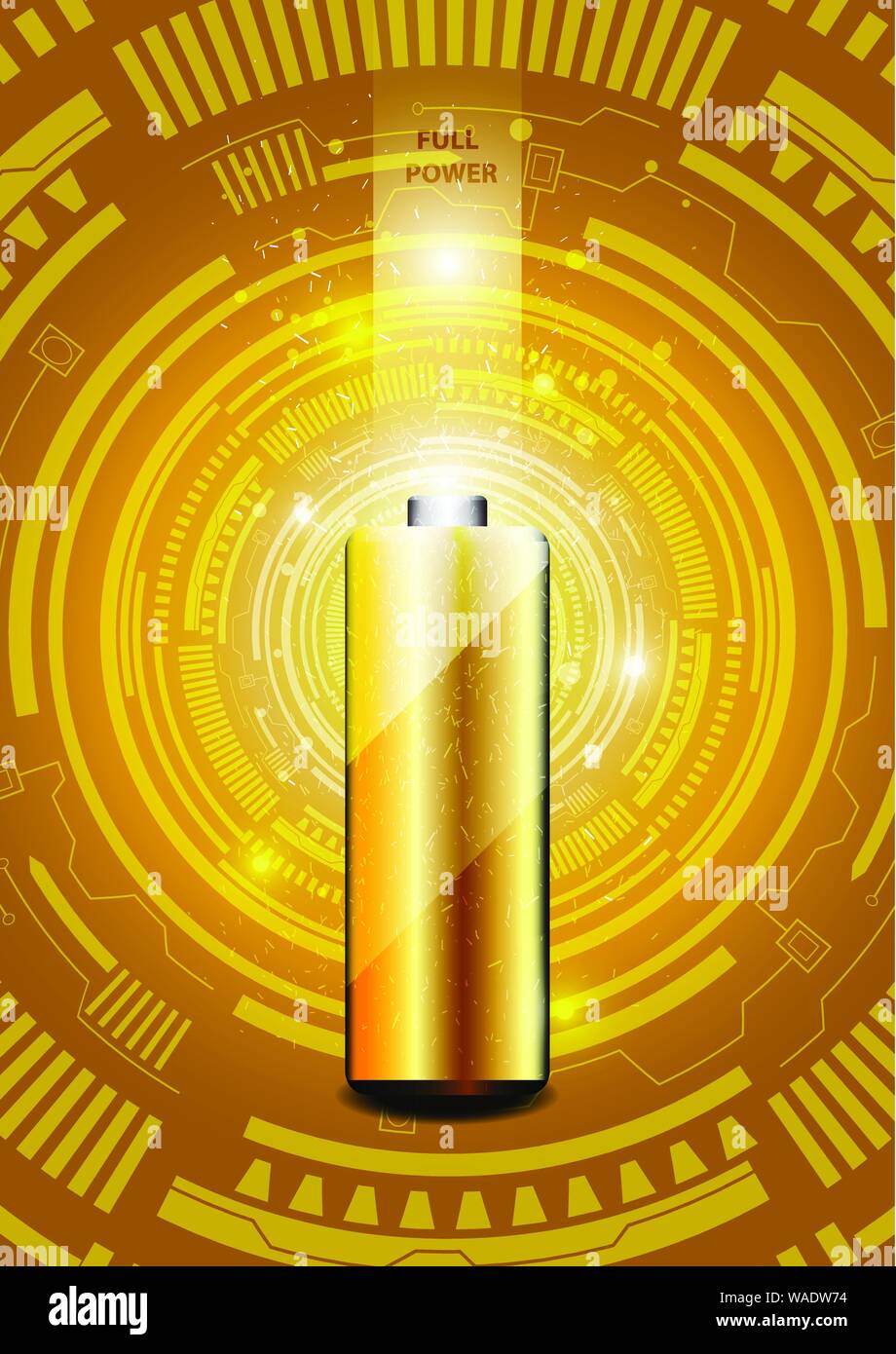 Electric battery energy, illustration, Gold light Abstract Technology ...