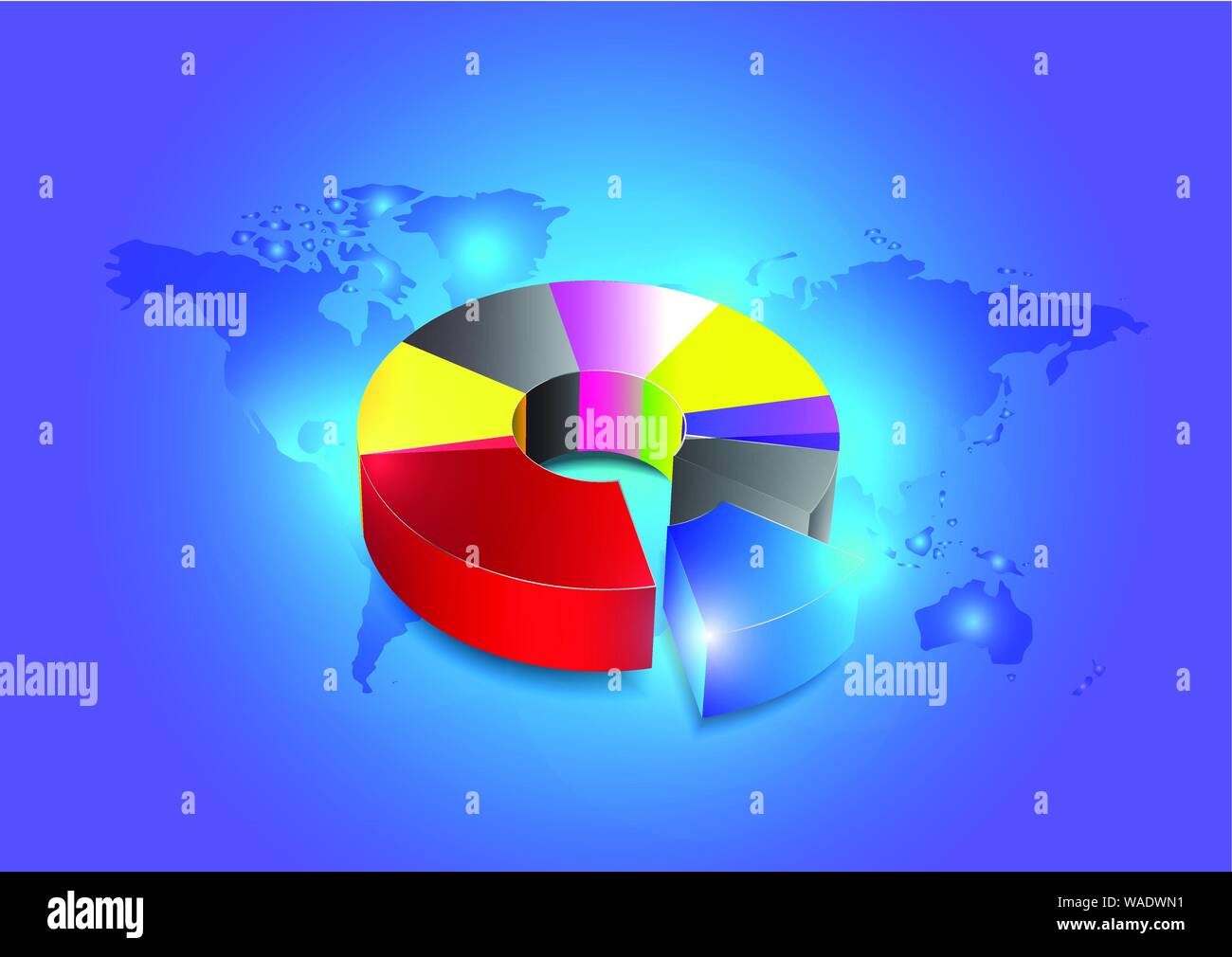 Business colorful pie chart for your documents on blue background Stock ...