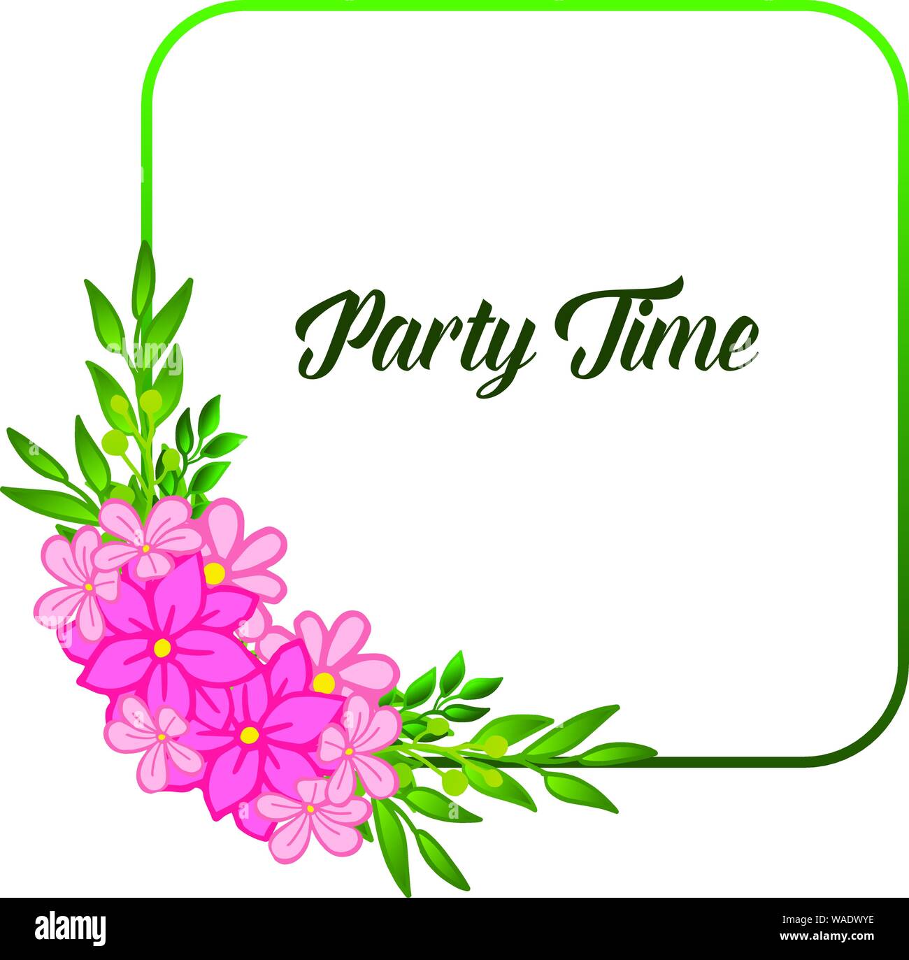 Poster of party time, with various shape of frame, for pink floral ...