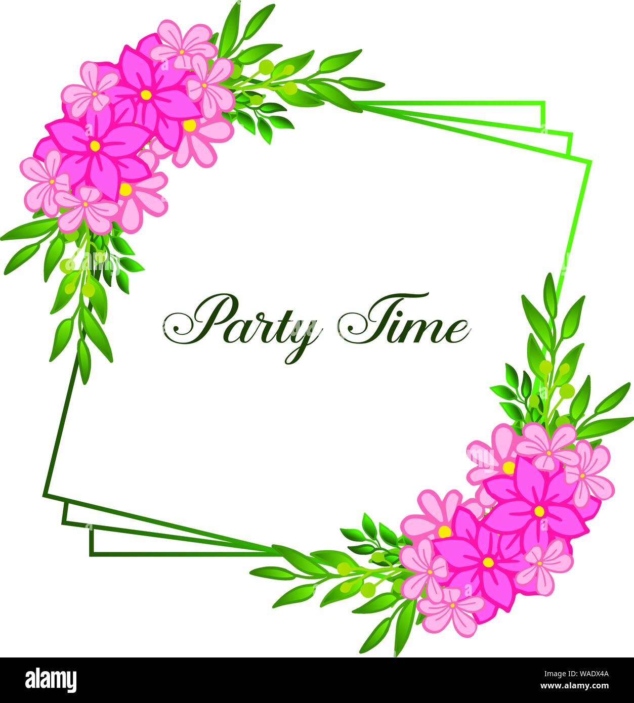 Poster of party time, with various shape of frame, for pink floral ...