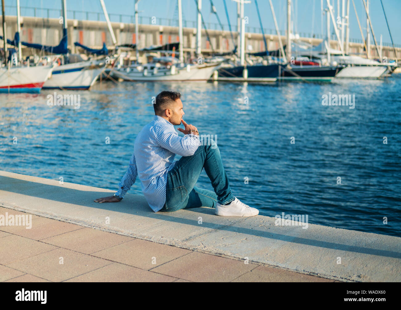 Young rich man at Yacht Club. Businessman is Relaxing Stock Photo - Alamy