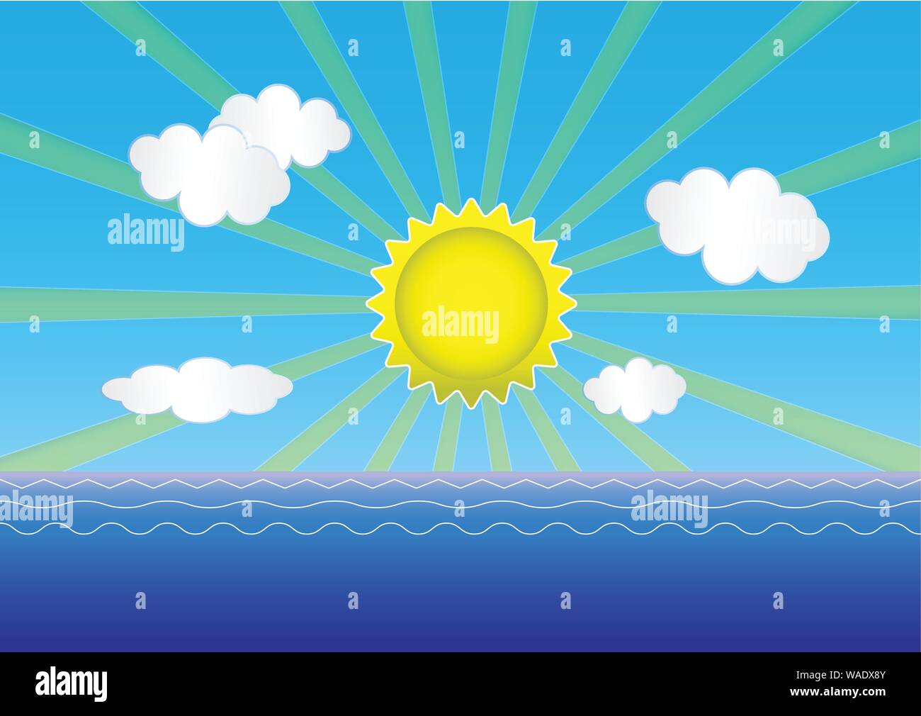 Beautiful sunrise sky waves Stock Vector Images - Alamy