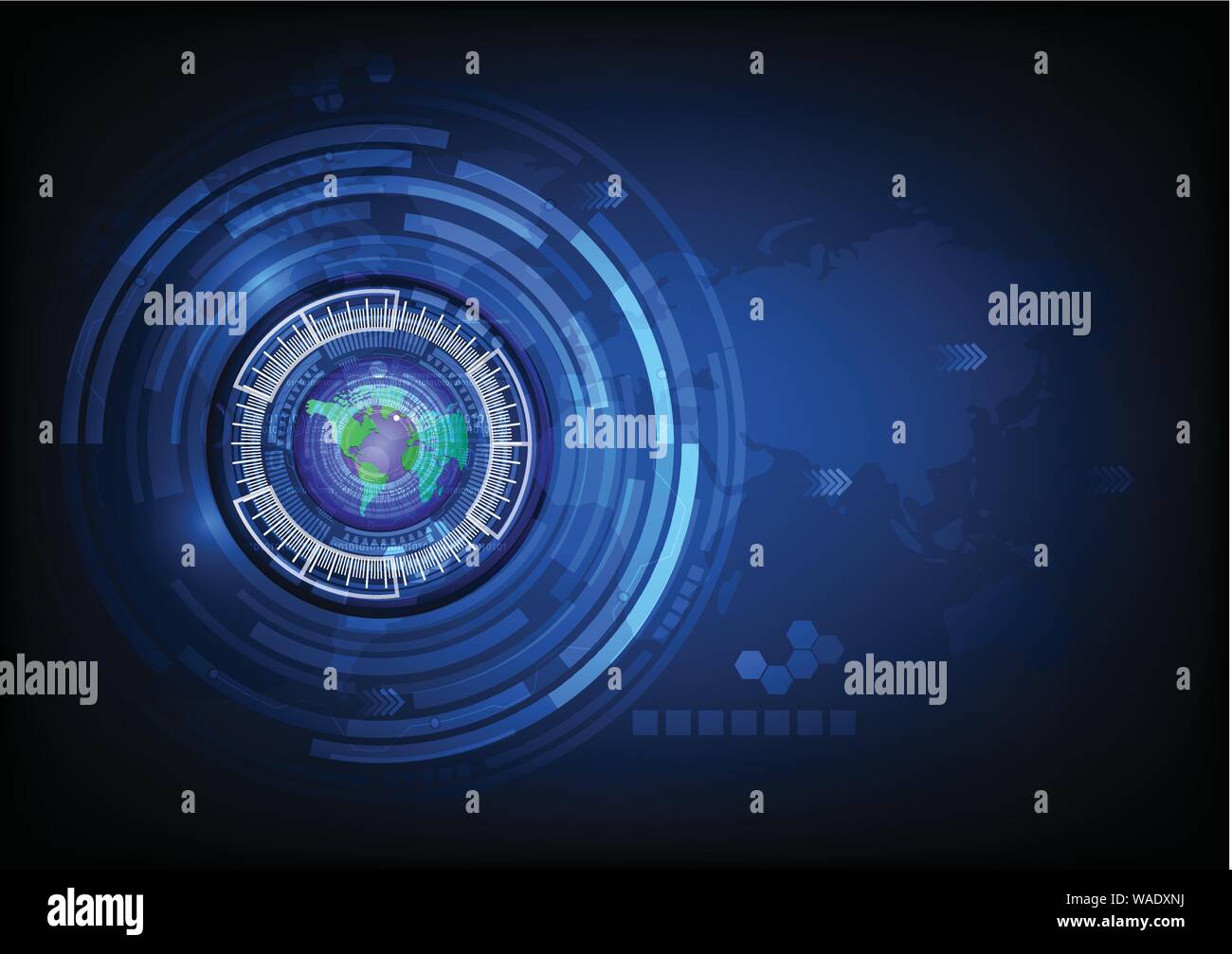 World map blue eye ball abstract cyber future technology concept ...