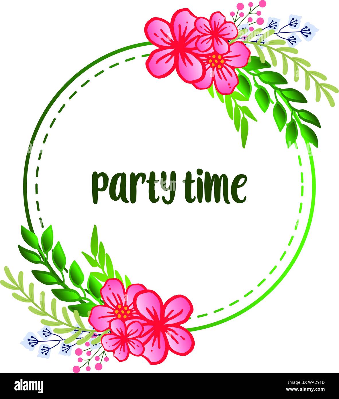 Retro poster party time in abstract style, with pink wreath frame ...