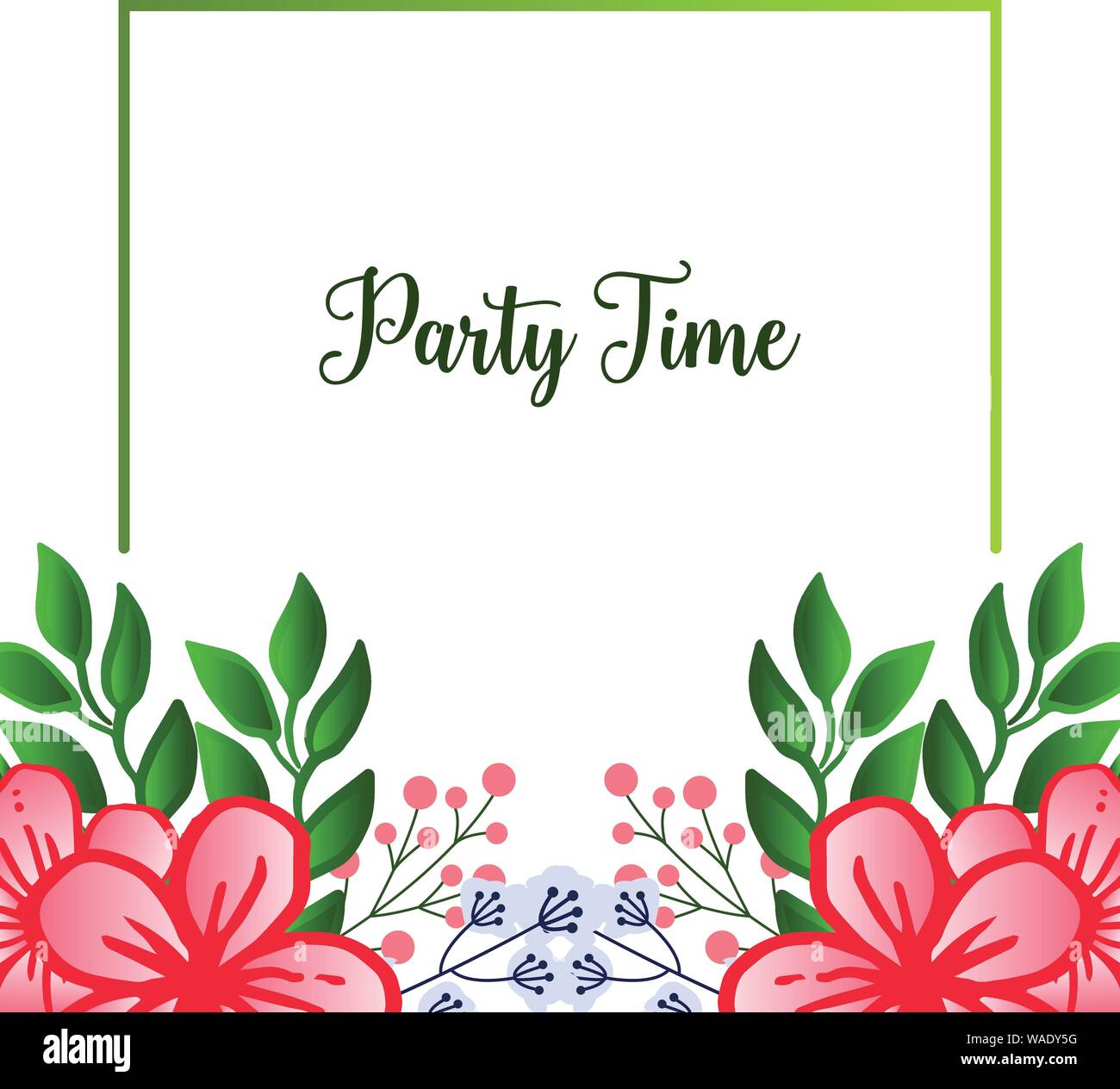 Design for party time card, wallpaper unique leaf flower frame. Vector ...