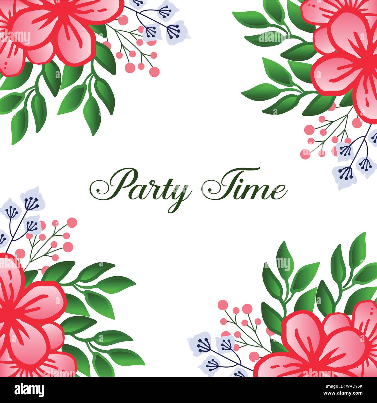 Design for party time card, wallpaper unique leaf flower frame. Vector ...