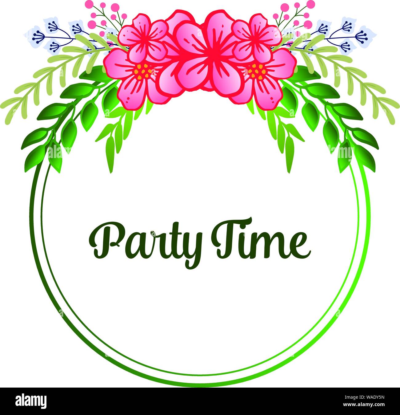 Retro poster party time in abstract style, with pink wreath frame ...