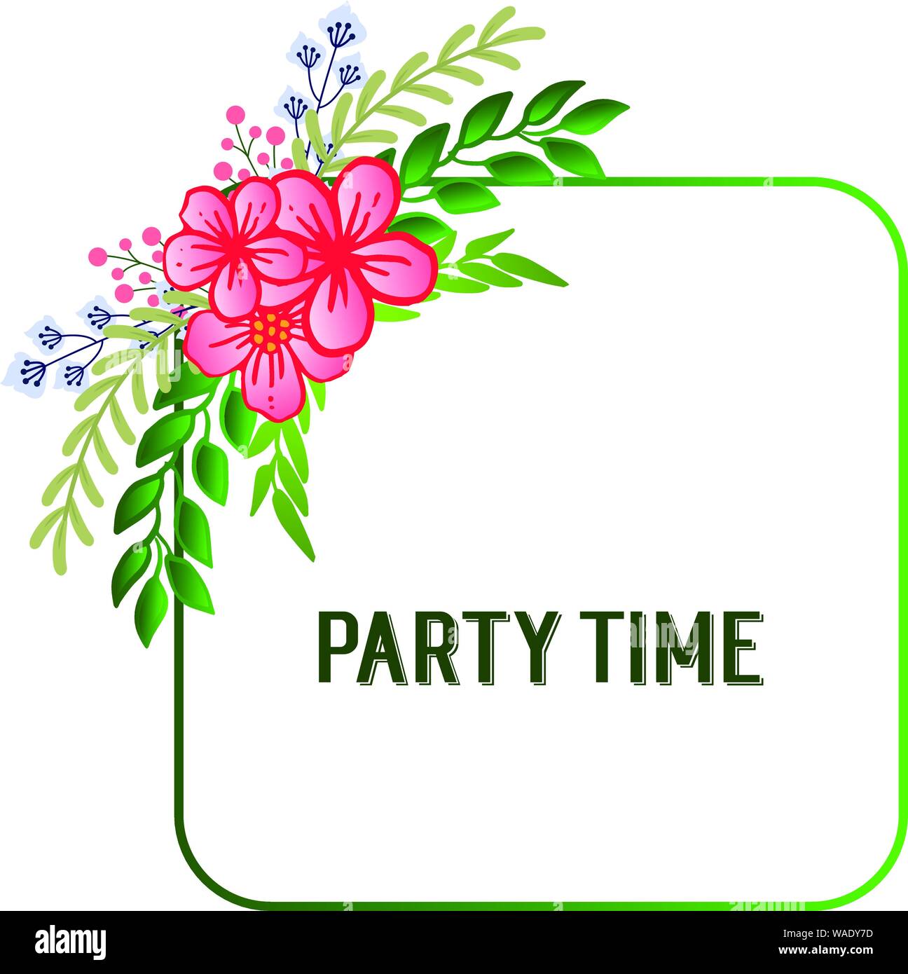 Retro poster party time in abstract style, with pink wreath frame ...