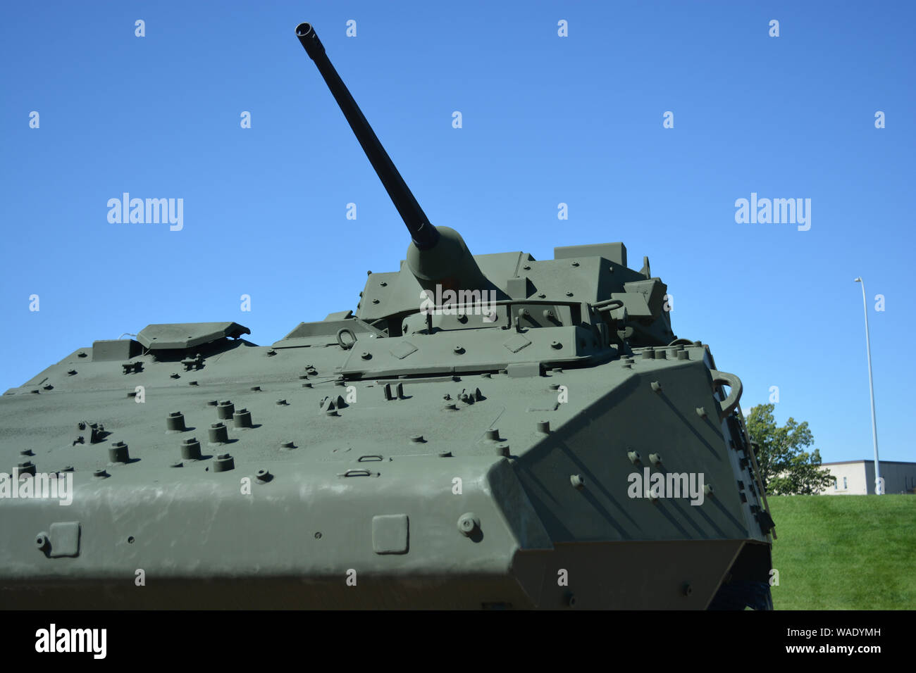 Armoured light tank. Used in combat by the military. Turret and light ...