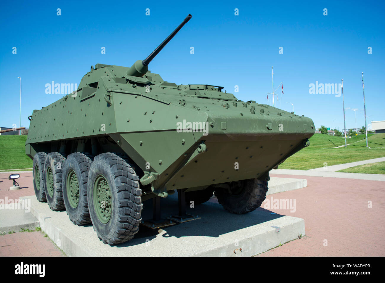Armoured light tank. Used in combat by the military. Outdoor scene ...
