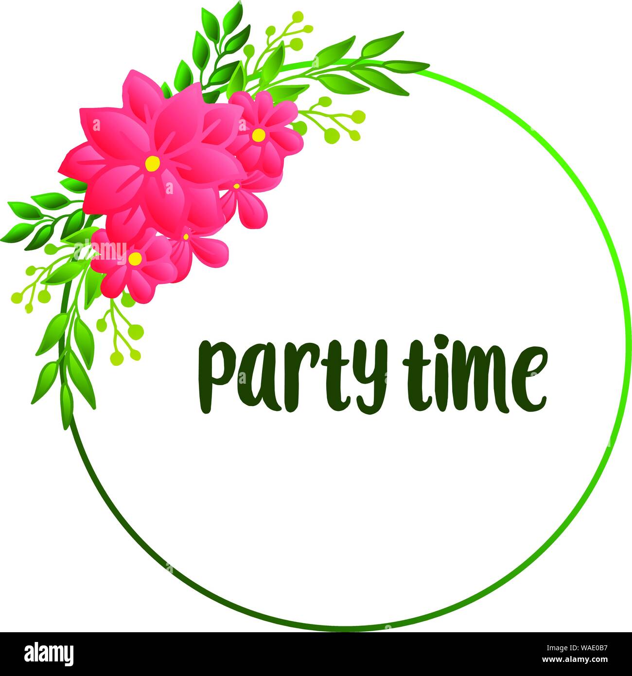 Design modern party time card, with ornate of floral frame. Vector ...