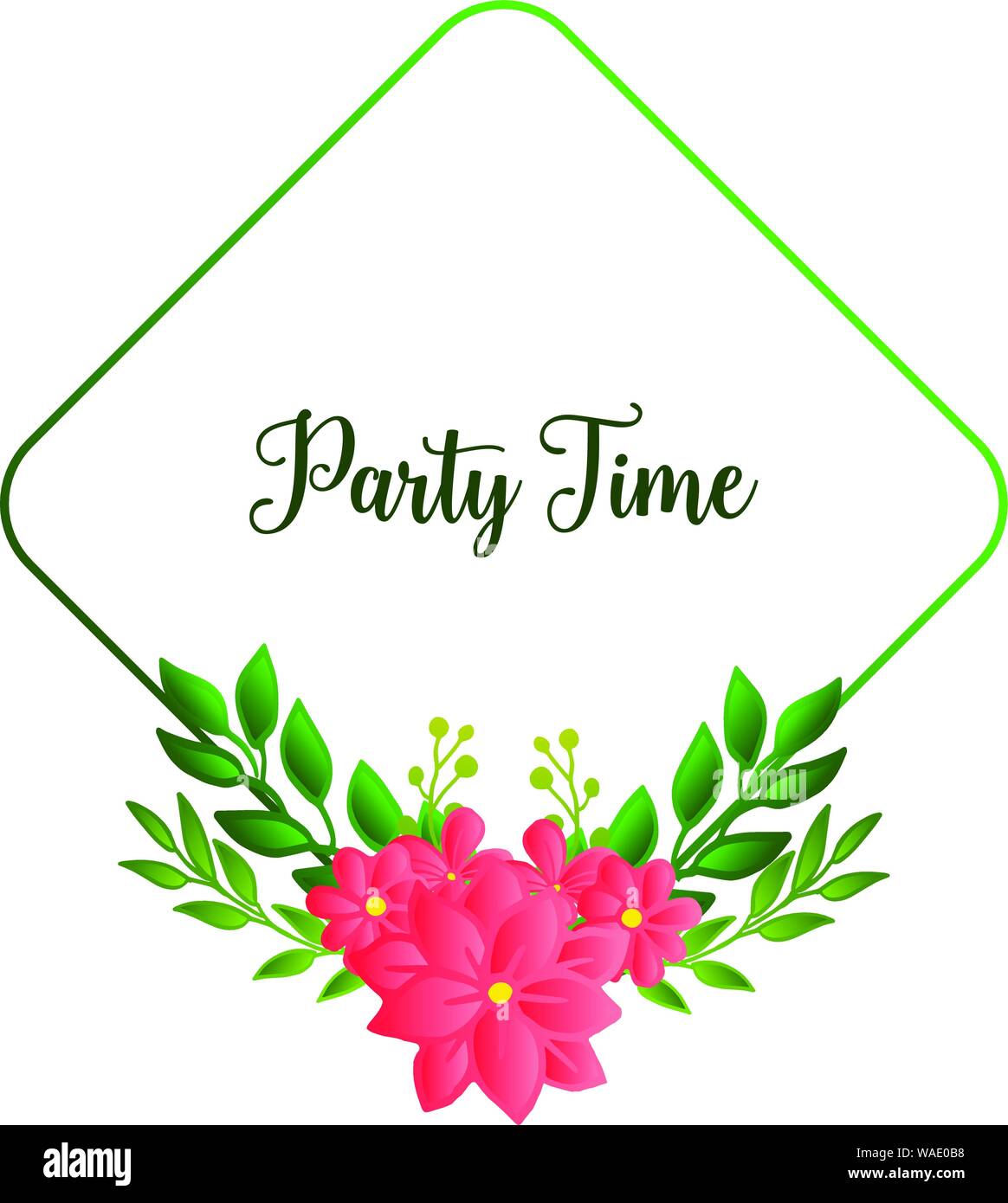 Design modern party time card, with ornate of floral frame. Vector ...