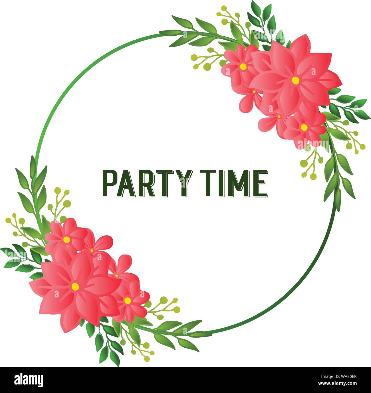 Design modern party time card, with ornate of floral frame. Vector ...