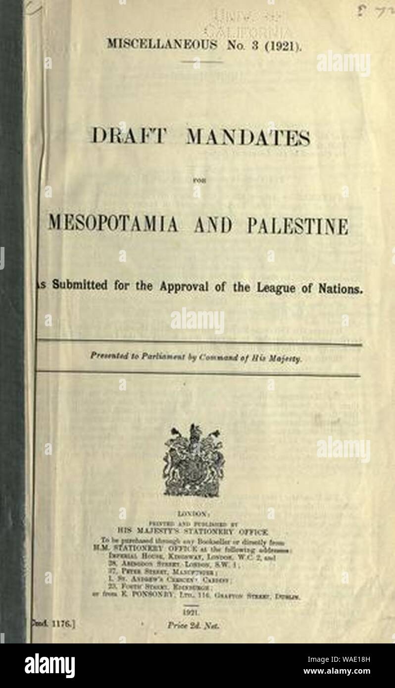 Draft mandates for Mesopotamia and Palestine Stock Photo - Alamy