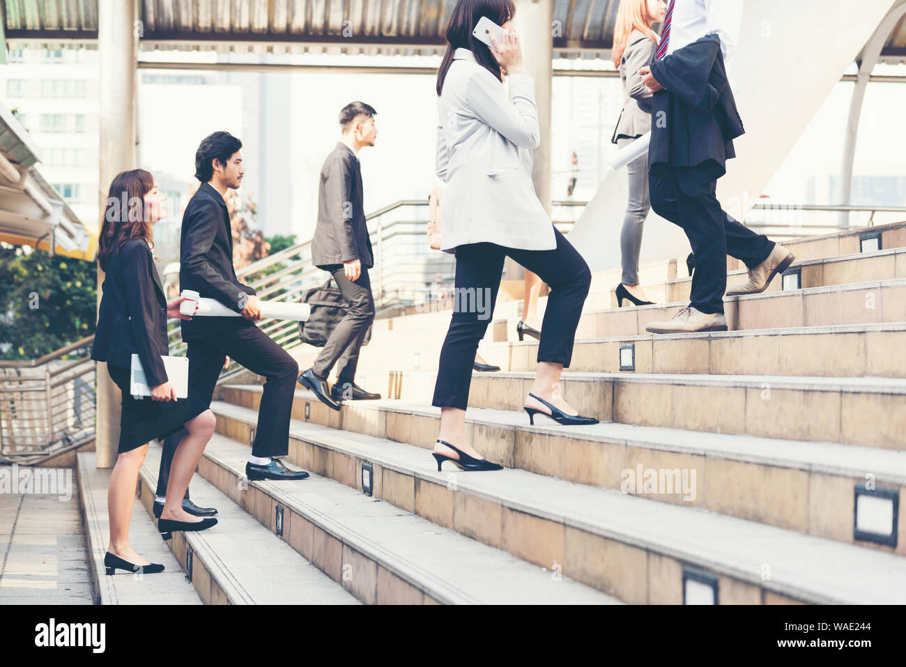 Stair with young people hi-res stock photography and images - Alamy