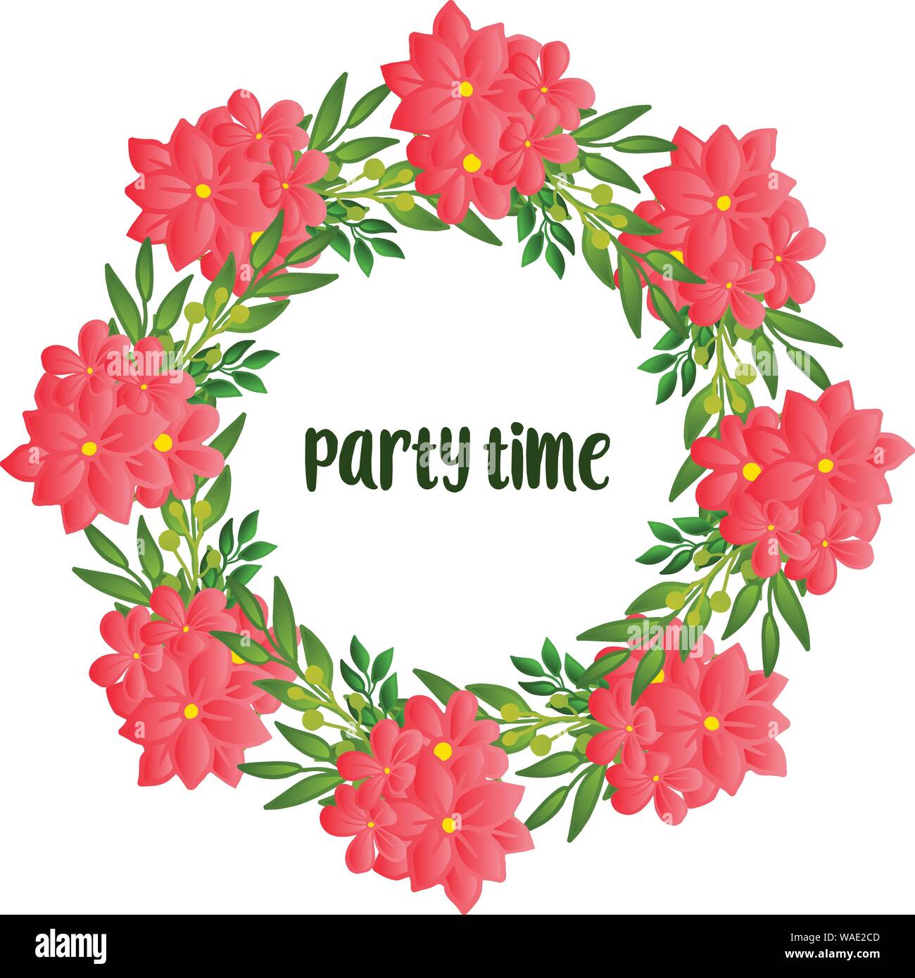 Party time poster design, with graphic beauty of wreath frame. Vector ...